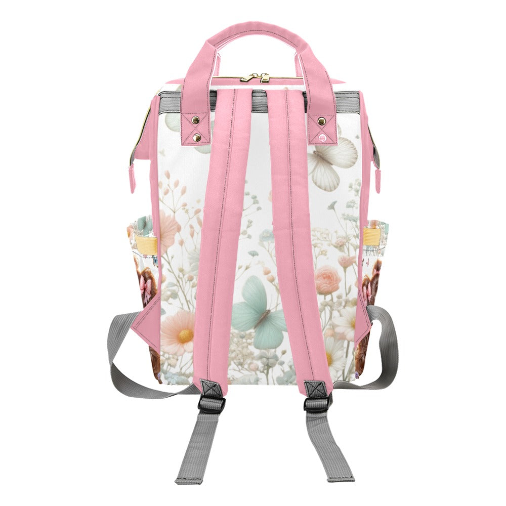 Baby Girl Pink Bows Meadow and Butterflies Diaper Bag Backpack – TJtoddles