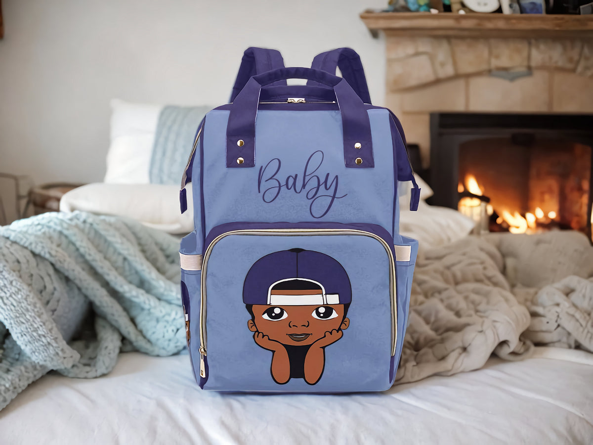 Diaper Bag Backpack - Super Cute African American Baby Boy Sporty Cap ...